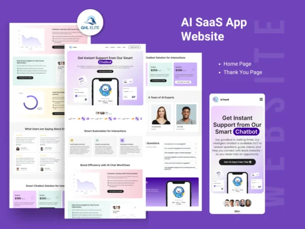 AI SaaS App Website - GHLElite – Gohighlevel Website & Funnel Templates
