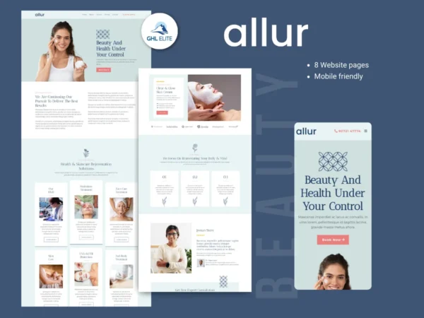 Allur Beauty Website - GHLElite – Gohighlevel Website & Funnel Templates