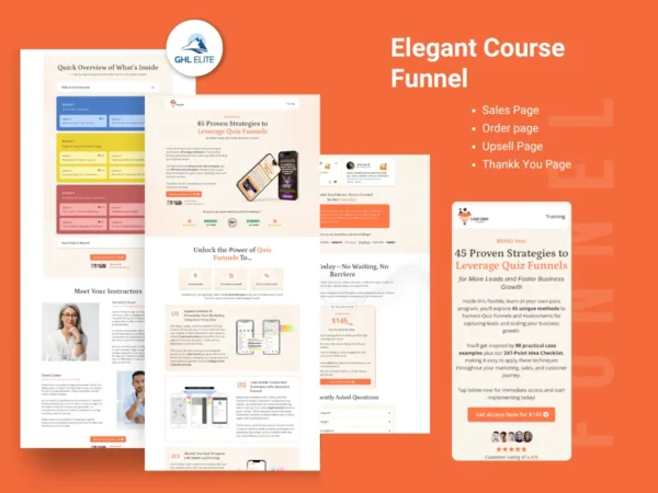 Elegant Course Funnel - GHLElite – Gohighlevel Website & Funnel Templates