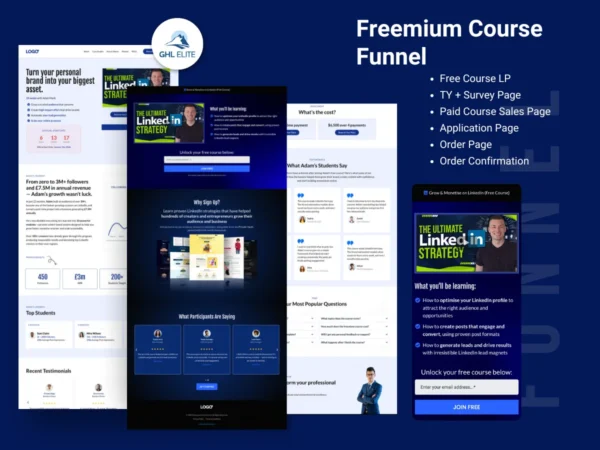 Freemium Course Funnel - GHLElite – Gohighlevel Website & Funnel Templates