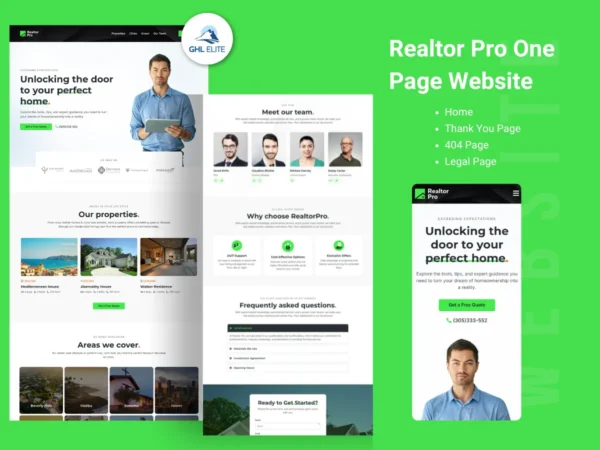 Realtor Pro One Page Website - GHLElite – Gohighlevel Website & Funnel ...