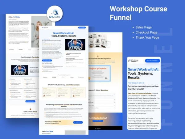 Workshop Course Funnel - GHLElite – Gohighlevel Website & Funnel Templates